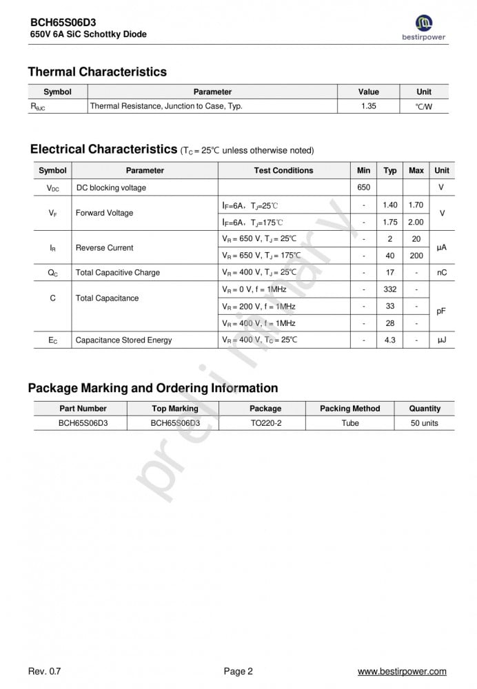 BCH65S06D3 datasheet page 2
