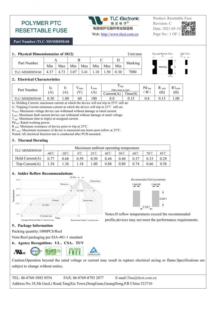 TLC-MSMD050/60 official technical document page