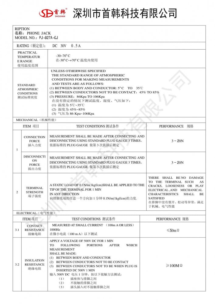 PJ-327A-CJ specification page 3