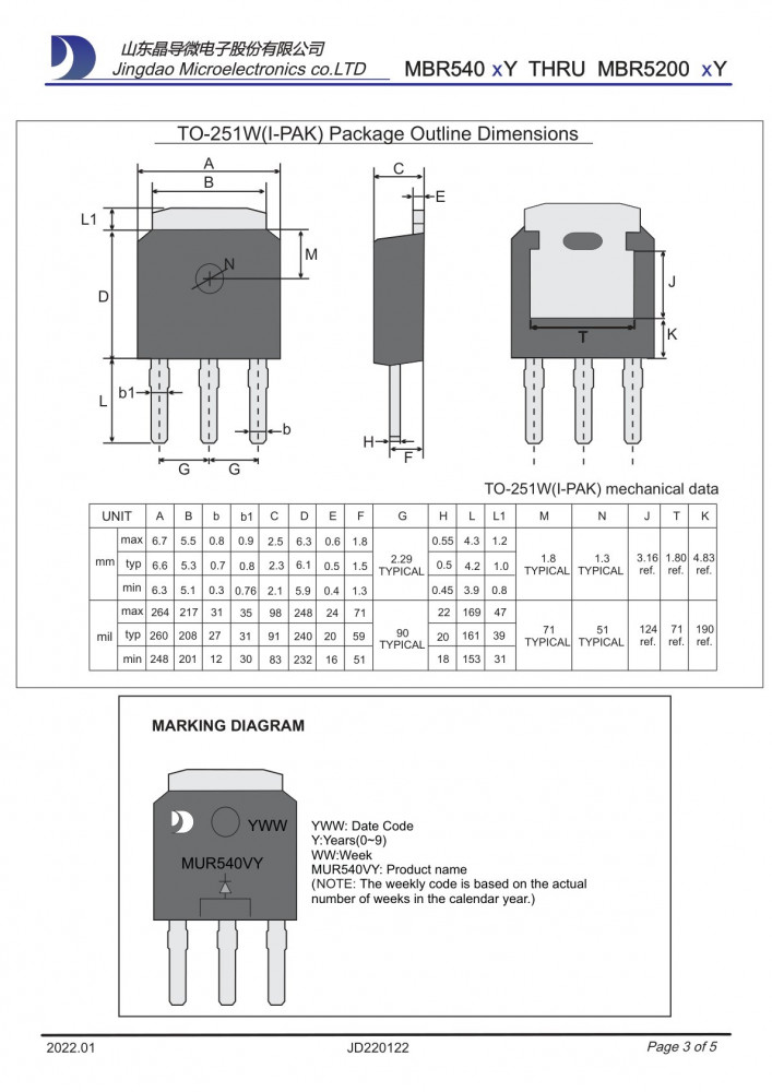 MBR540DY datasheet page 3