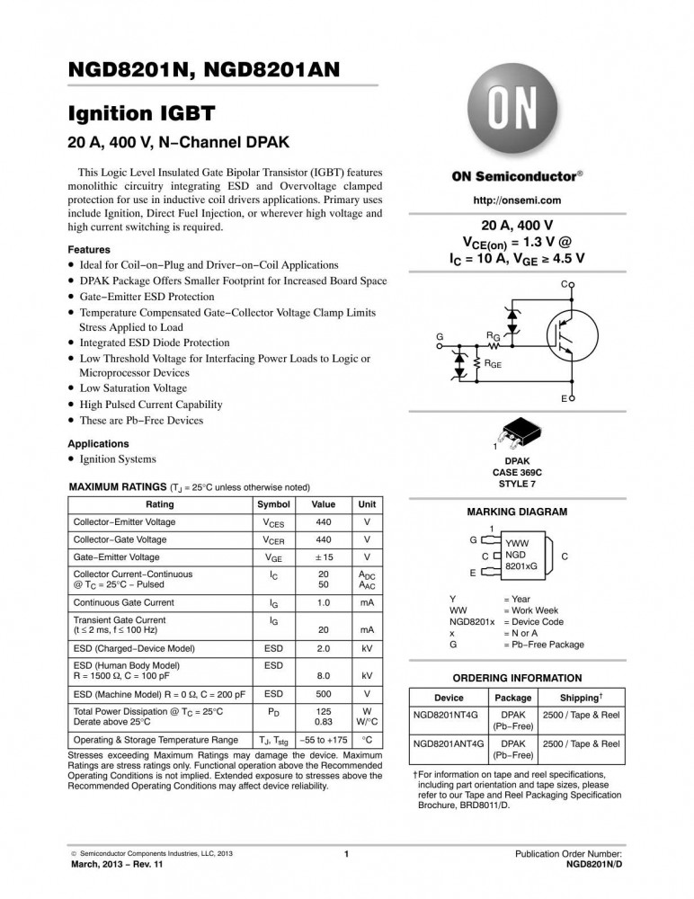 NGD8201AN datasheet page 1