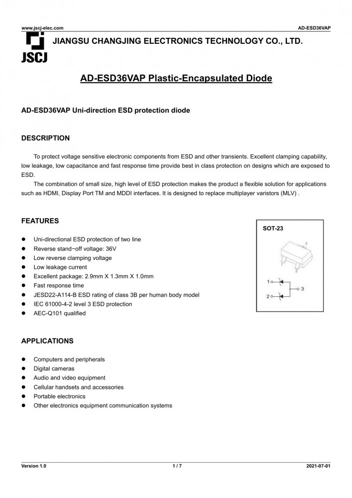AD-ESD36VAP datasheet page 1