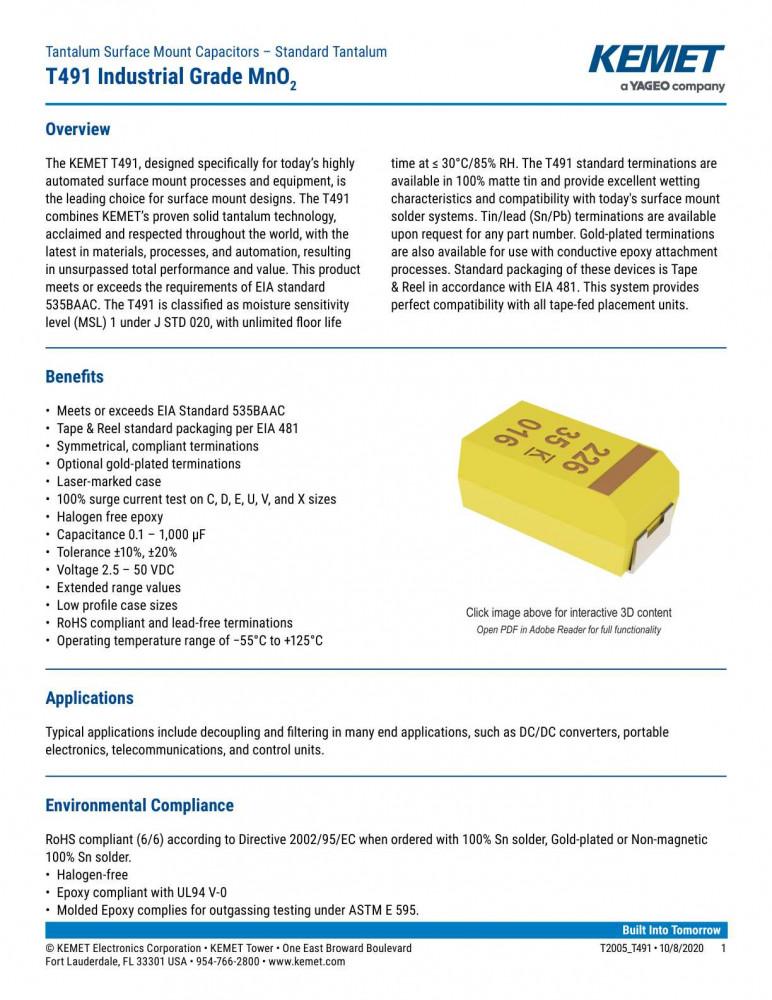 T491 datasheet page 1