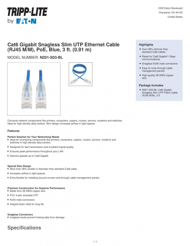 N201-S03-BL technical document page 1