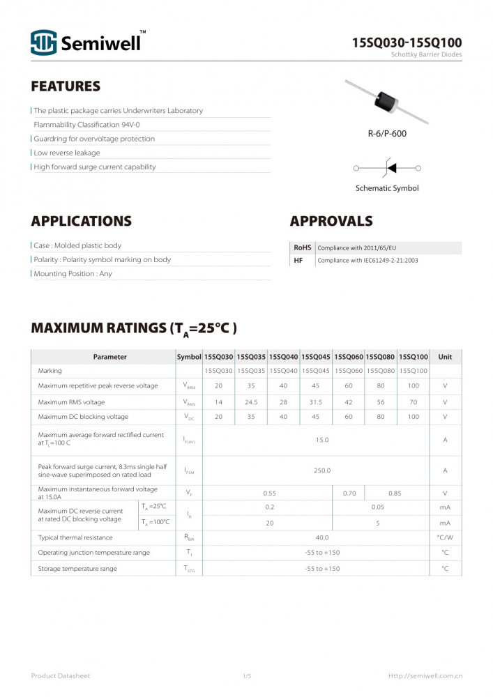 15SQ035 datasheet page 1