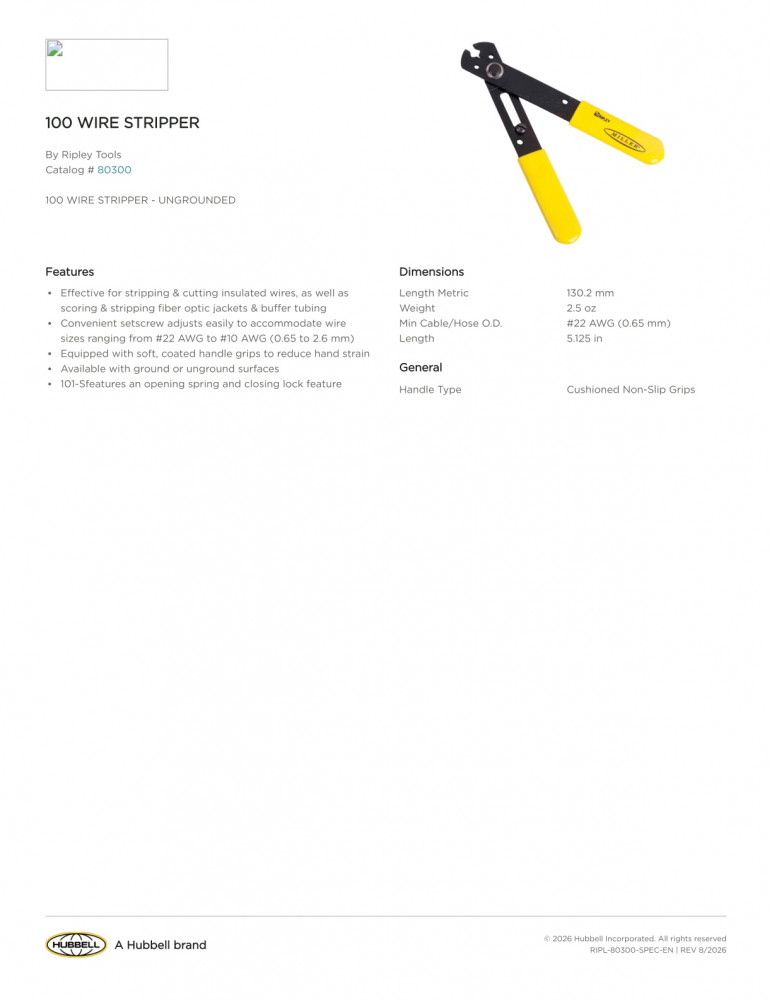 Catalog 80300 wire stripper product documentation image