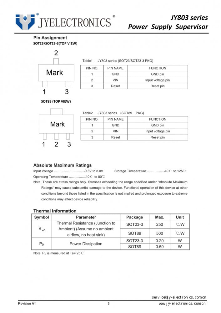JY803 datasheet page 3