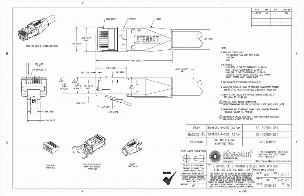 Bel Fuse SS-39200-064 technical drawing