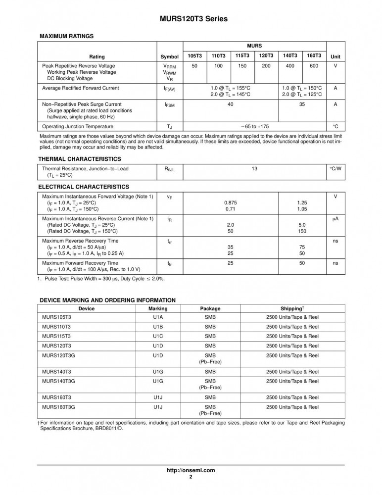 MURS120T3G datasheet page 2