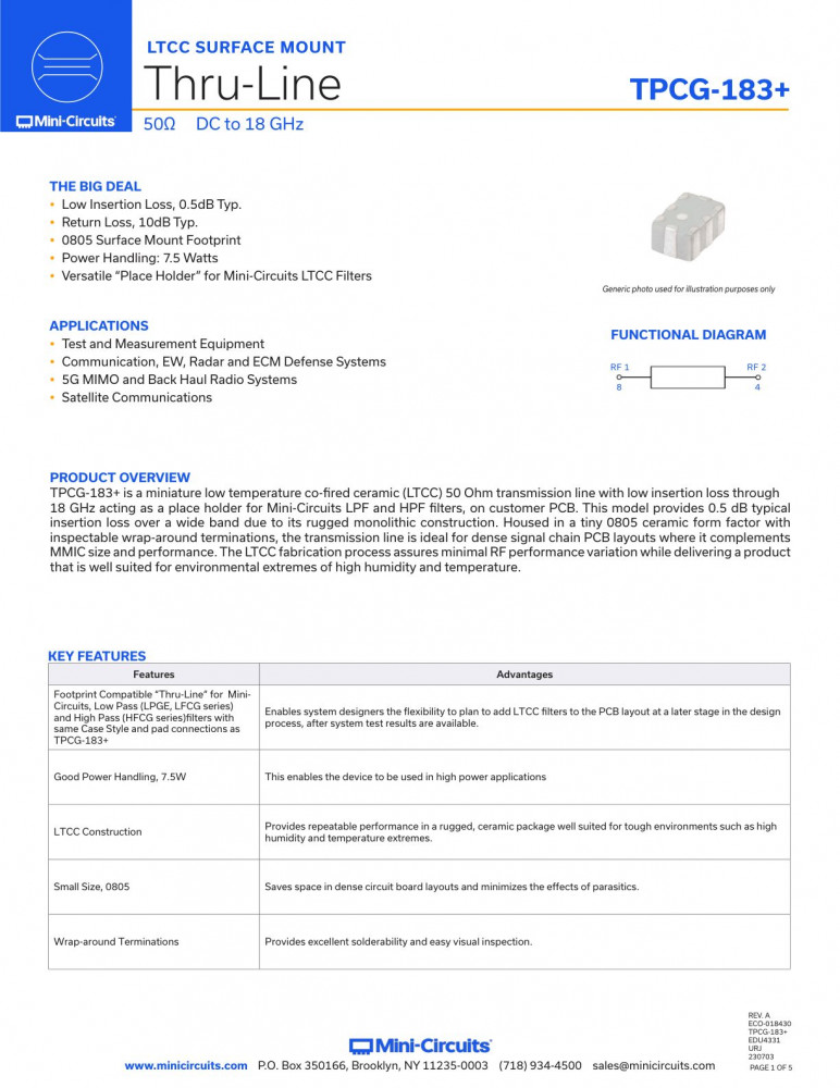 TPCG-183+ technical document page 1