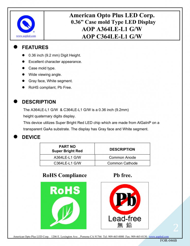 A364LE-L1 datasheet page 2
