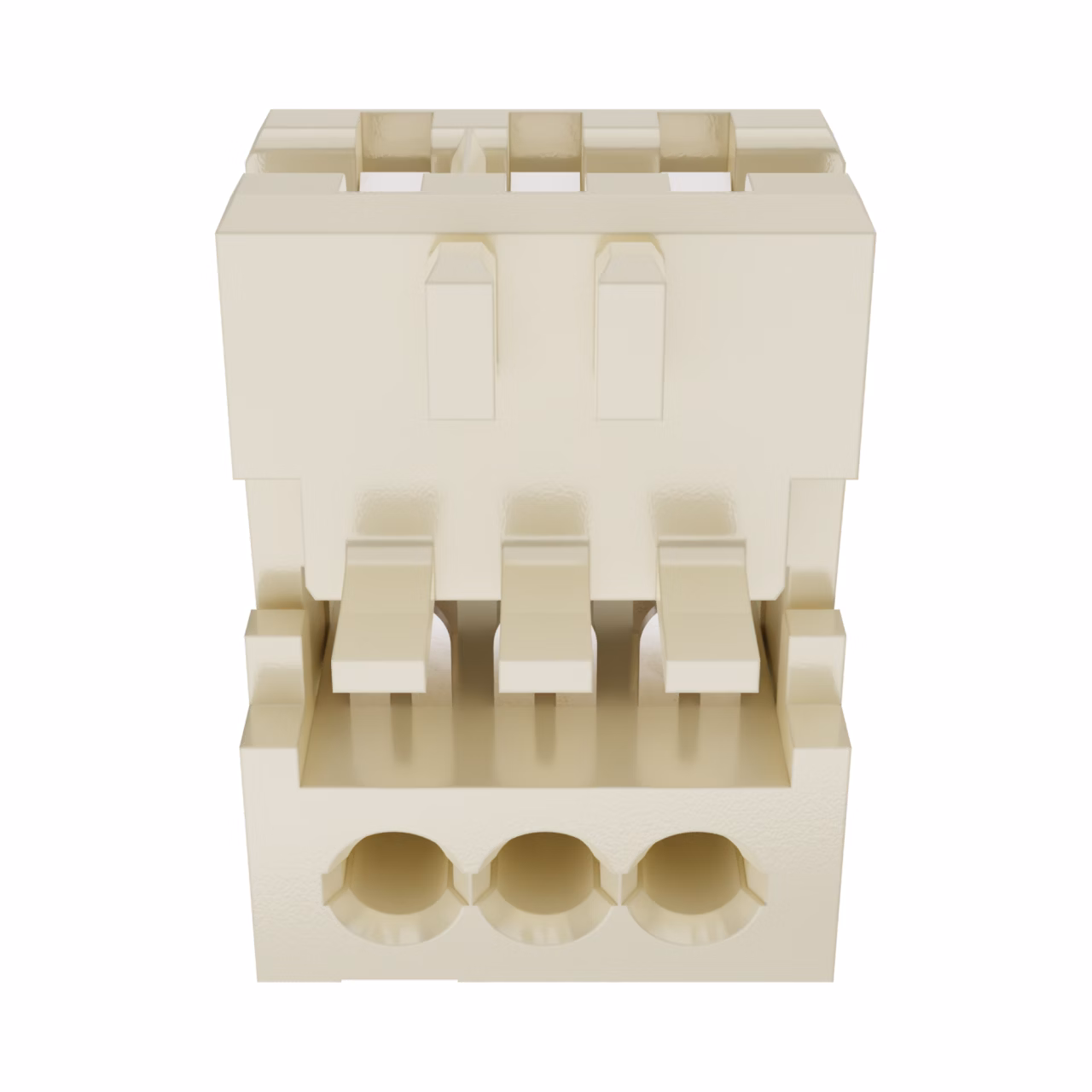 Appli-Mate RAST 2.5 Connector, 2.50mm Pitch, Female, 3 Circuits, Positions A and D Removed, Polarizing Rib Between 1/2, Locking Pips, Open Endwalls, Tin Plating for sale