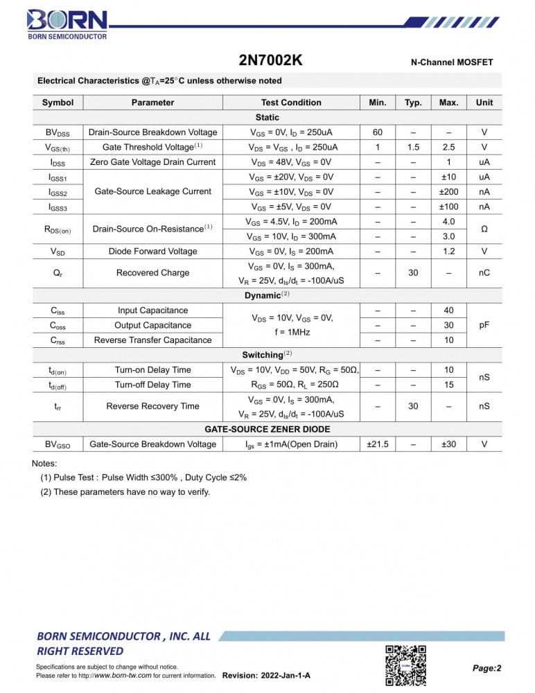 2N7002K datasheet page 2