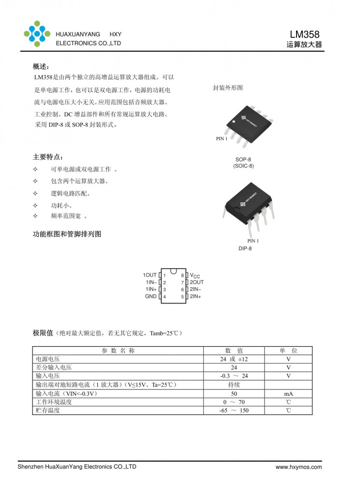 LM358 datasheet page 1