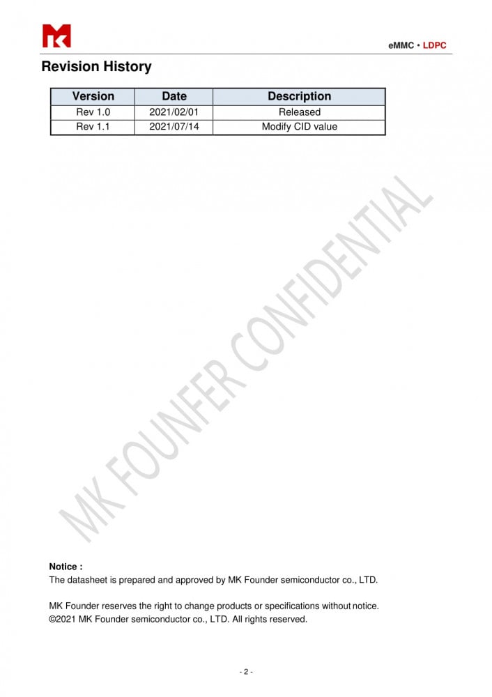 MKEMF128GT2E-C datasheet page 2