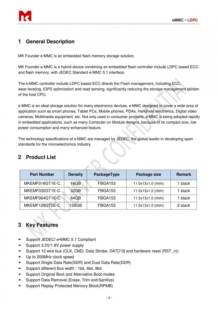 MKEMF128GT2E-C datasheet page 4