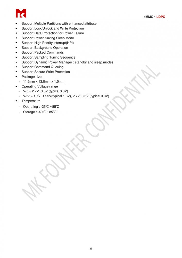 MKEMF128GT2E-C datasheet page 5