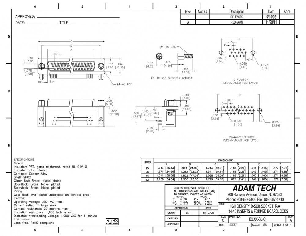 ADAM TECH HDL15-SL-C technical document preview