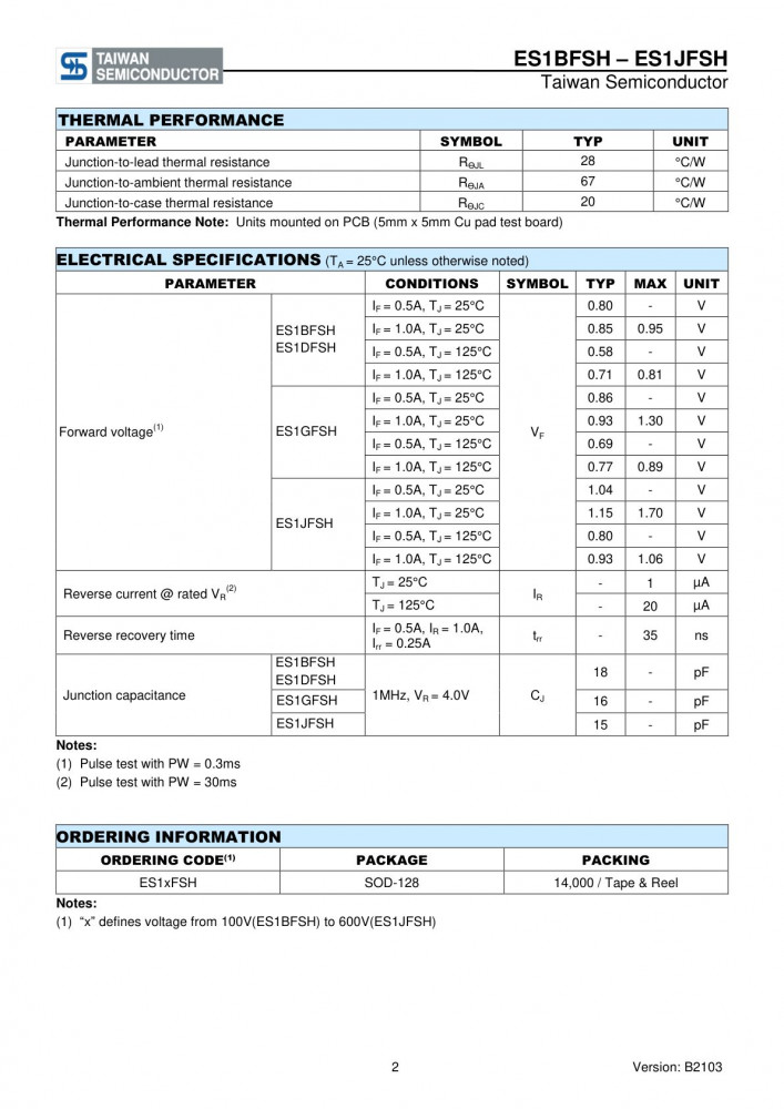 ES1DFSH datasheet page 2