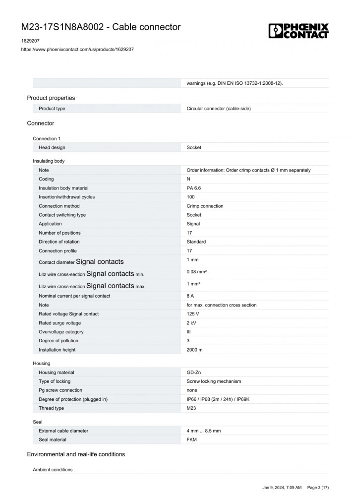 Phoenix Contact 1629207 technical document page 3