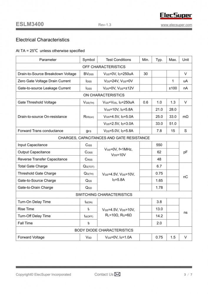 ESLM3400 datasheet page 3