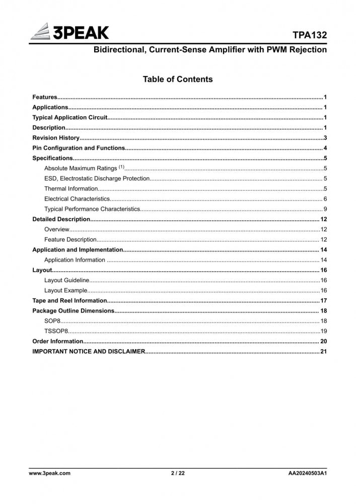 TPA132 datasheet page 2
