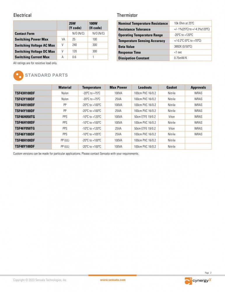 TSF40 series specifications