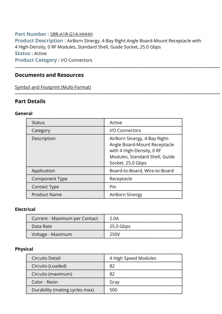 SRR-A1R-G1A-HHHH technical document preview, page 1