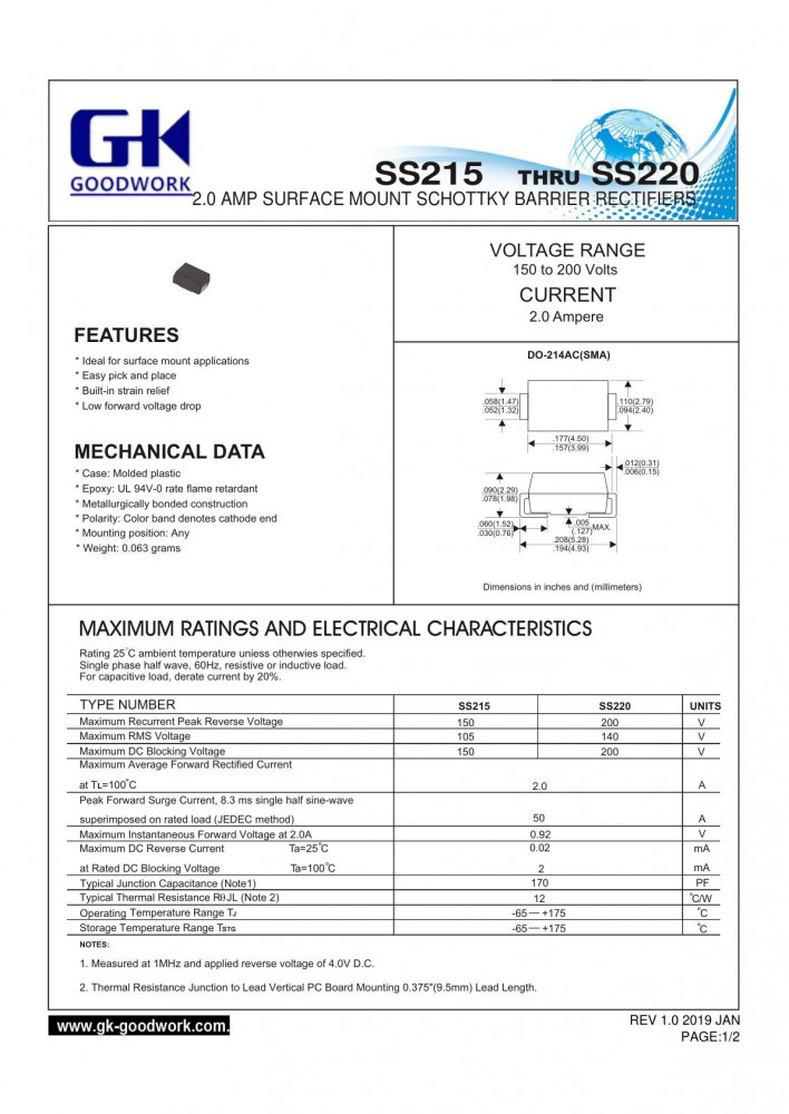 GOODWORK SS215 datasheet page 1