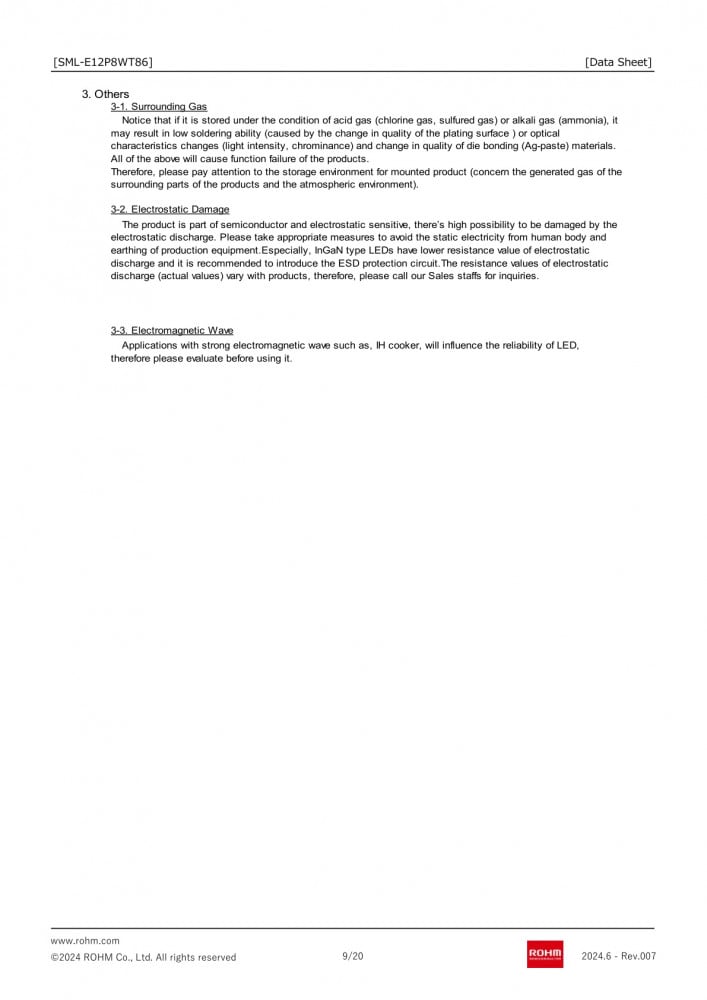 SML-E12P8WT86 technical document page 9