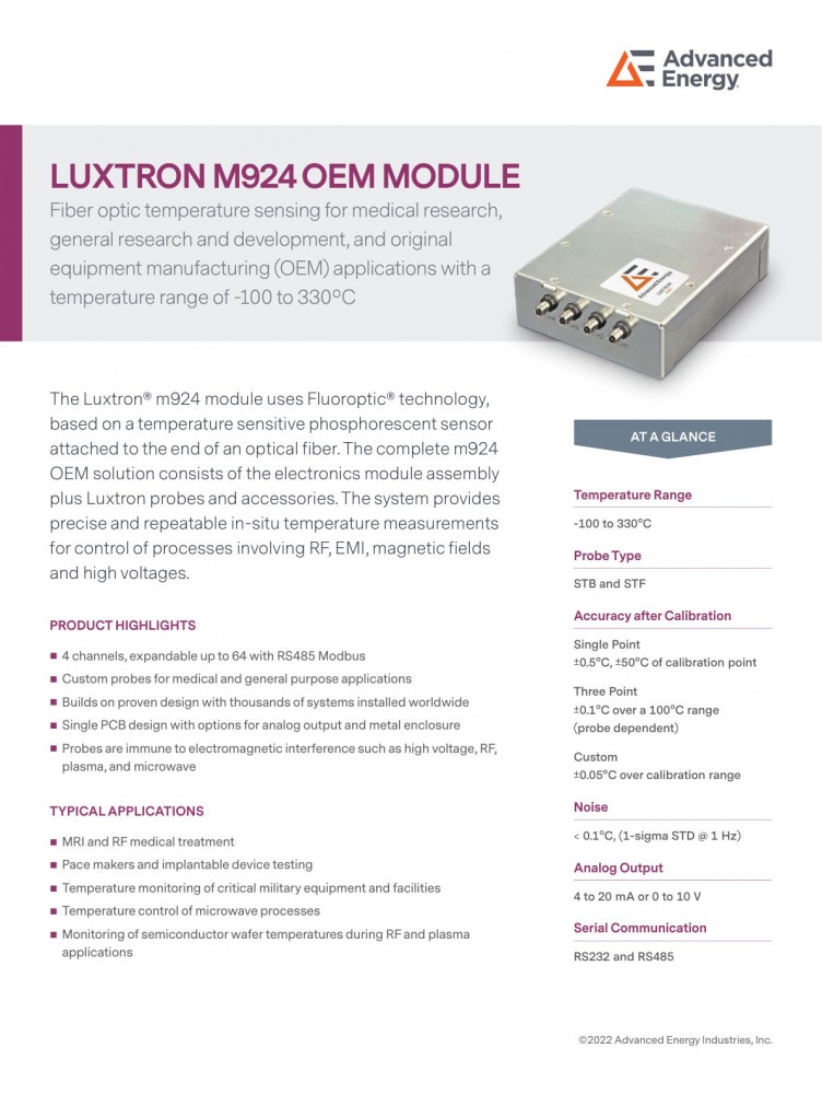 Luxtron M924 document page 1