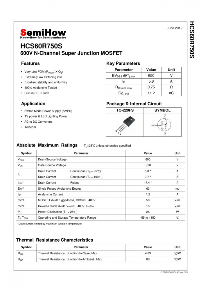 HCS60R750S datasheet page 1