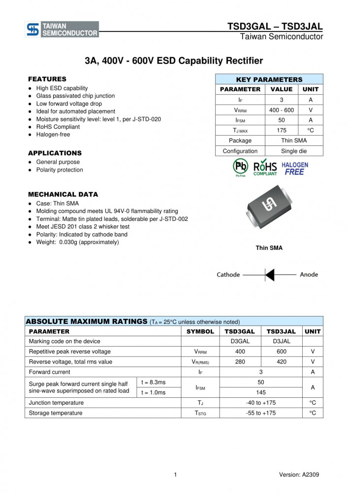 TSD3JAL datasheet page 1