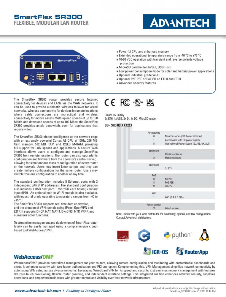 SmartFlex SR300 technical document page 1