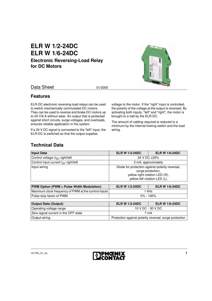 ELR W 1/6-24DC datasheet page 1