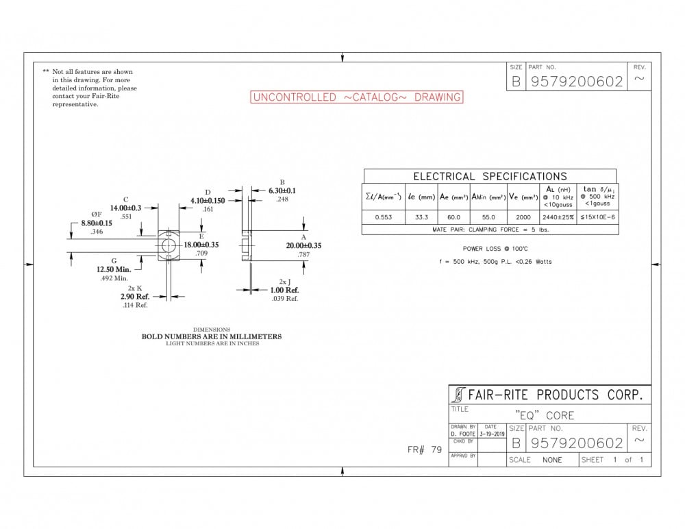 Fair-Rite 9579200602 technical specification document