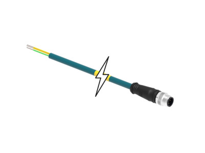 Micro-Change (M12) Double-Ended Cordset, 4 Poles, D-Coded, Male (90°) to Male (90°), 24 AWG, Teal TPU Cable, 3.0m (9.84') Length