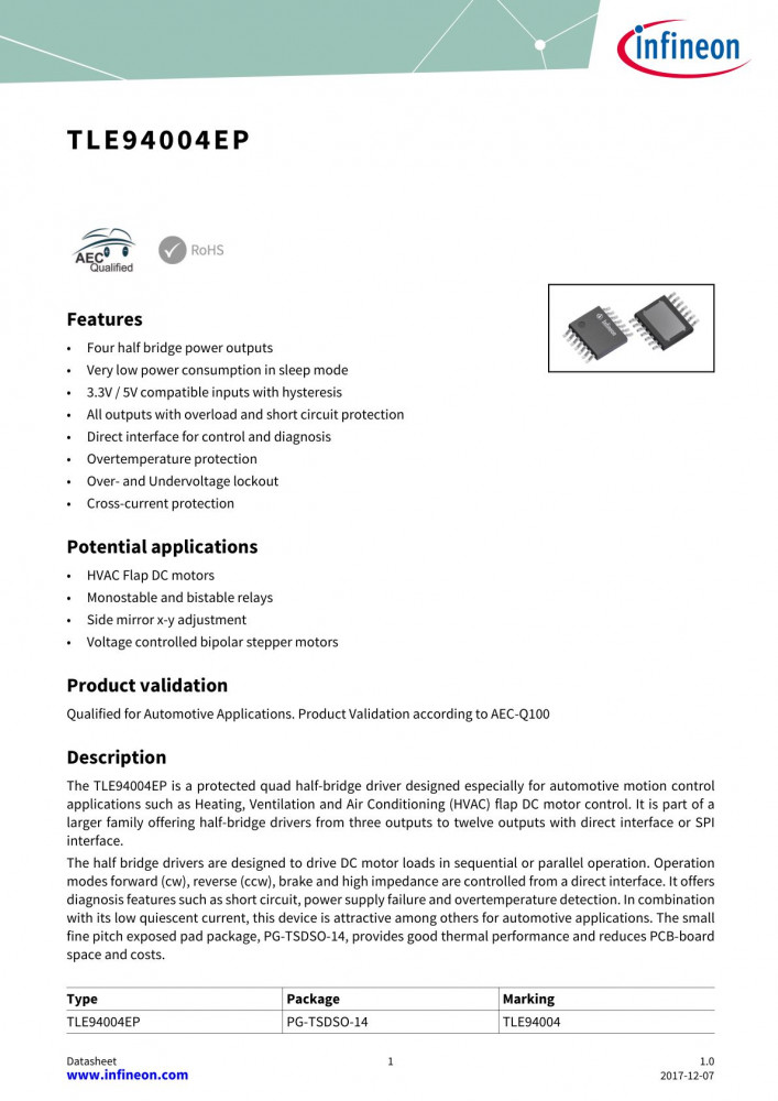 TLE94004EP datasheet page 1