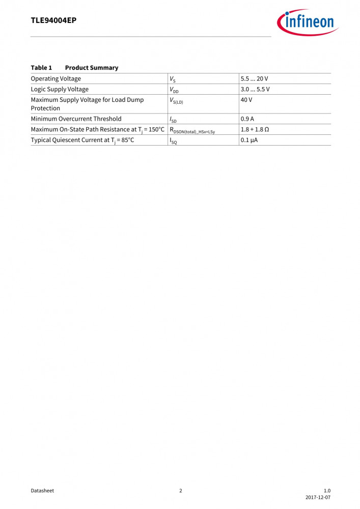 TLE94004EP datasheet page 2
