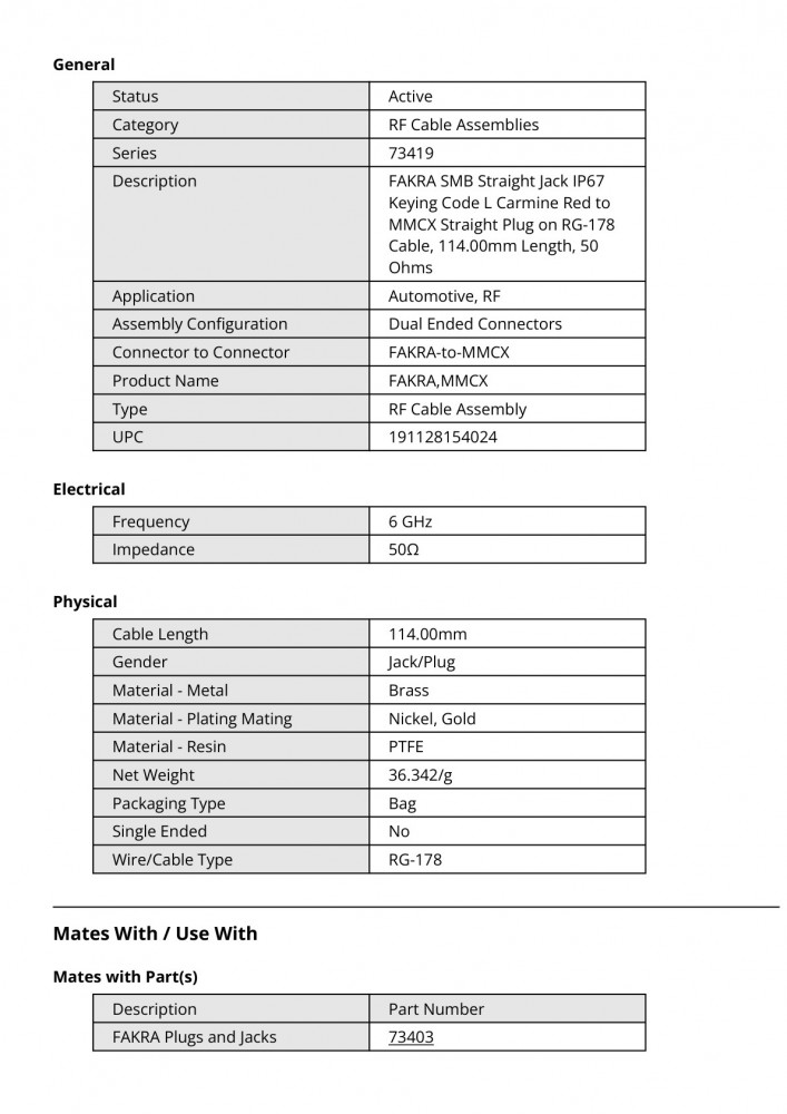Technical document page 2 for MOLEX 734197341