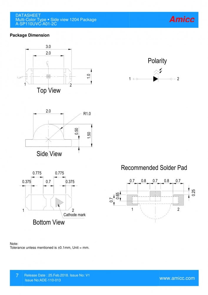 A-SP110UVC-A01-2C datasheet page 7