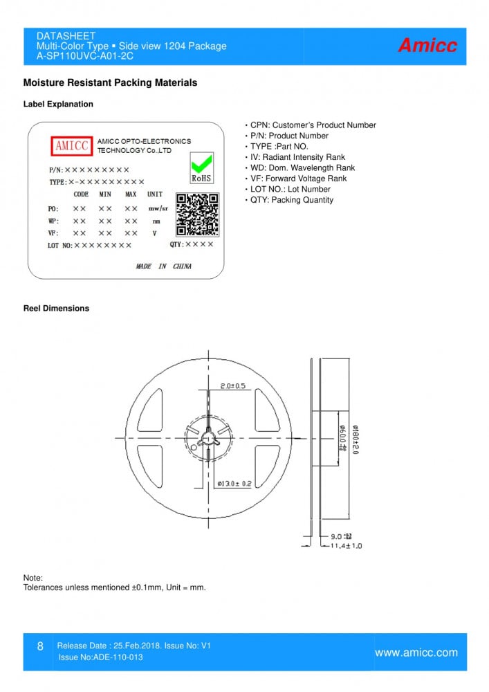 A-SP110UVC-A01-2C datasheet page 8