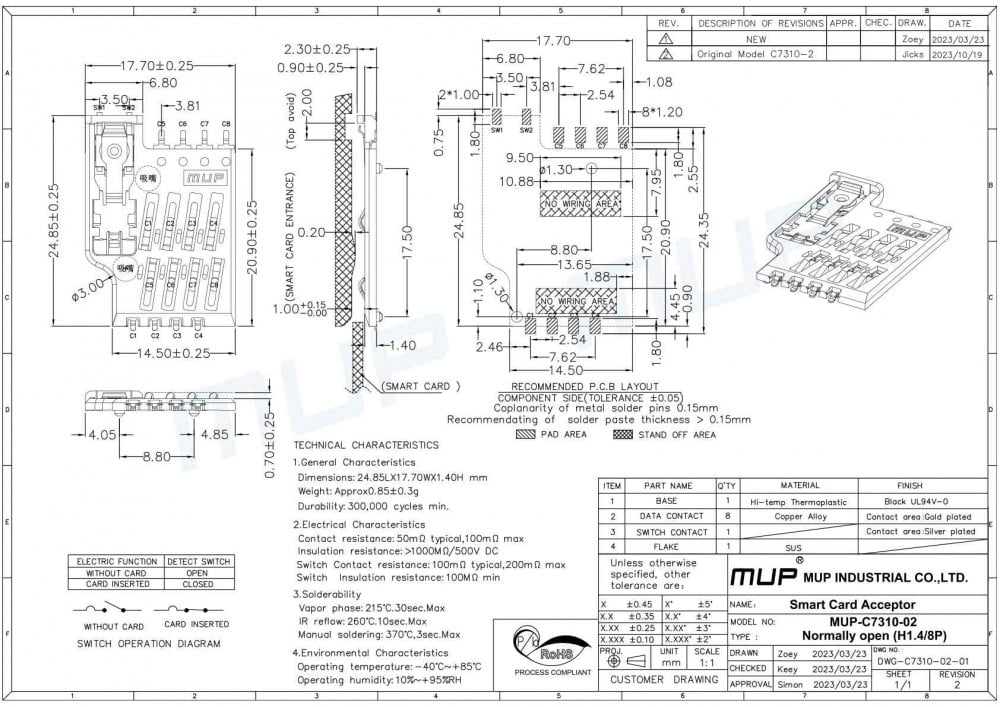 MUP C7310-02 technical document preview