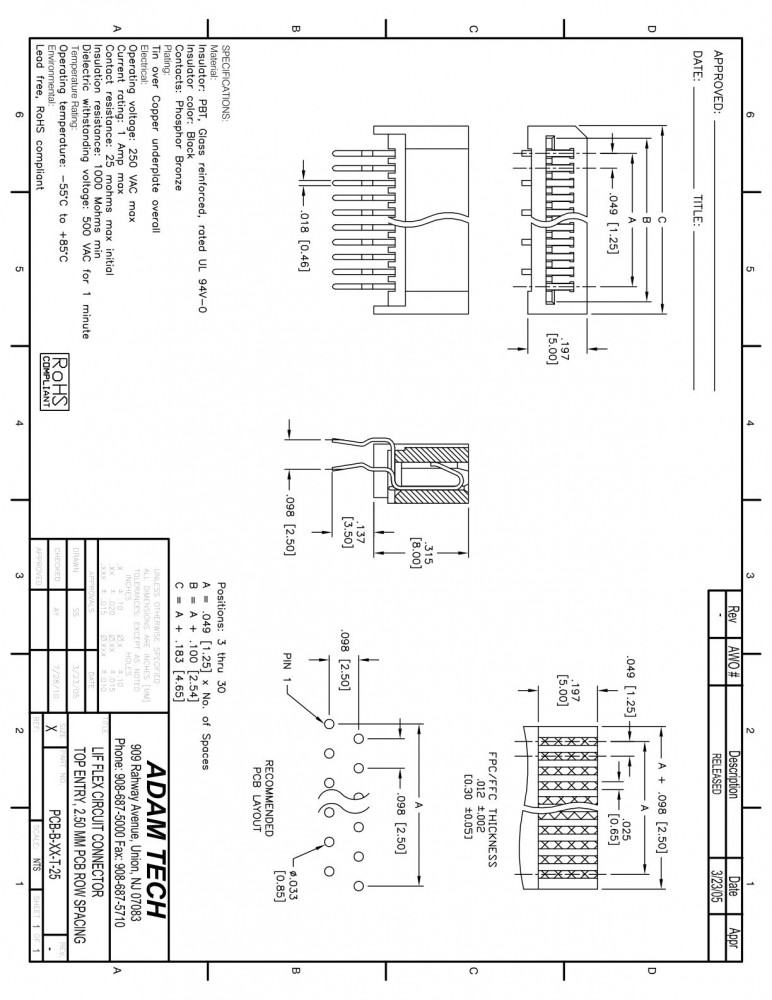 ADAM TECH PCB-B-06-T-25 technical document preview