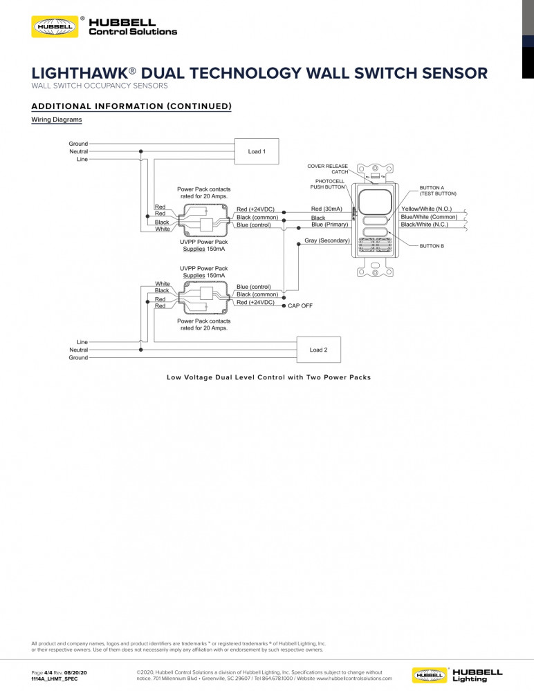 LightHAWK dual technology wall switch sensor document page 4