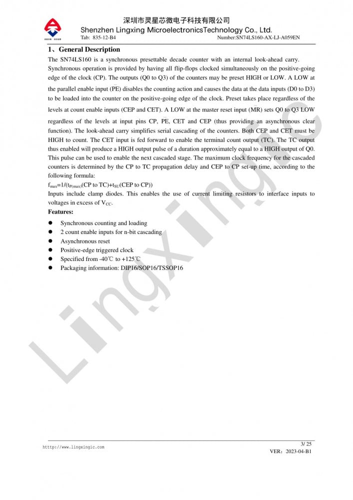 SN74LS160 specification page 3