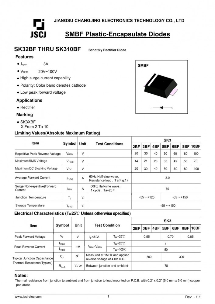 SK310BF datasheet page 1