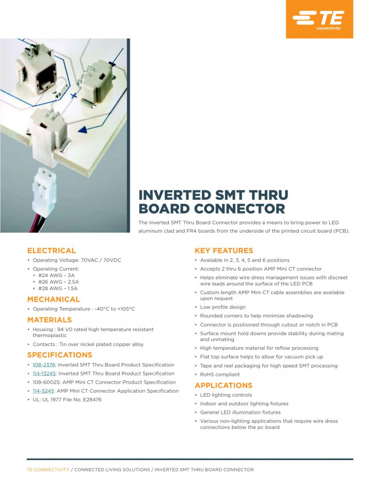 TE Connectivity inverted SMT thru-board connector reference page 1