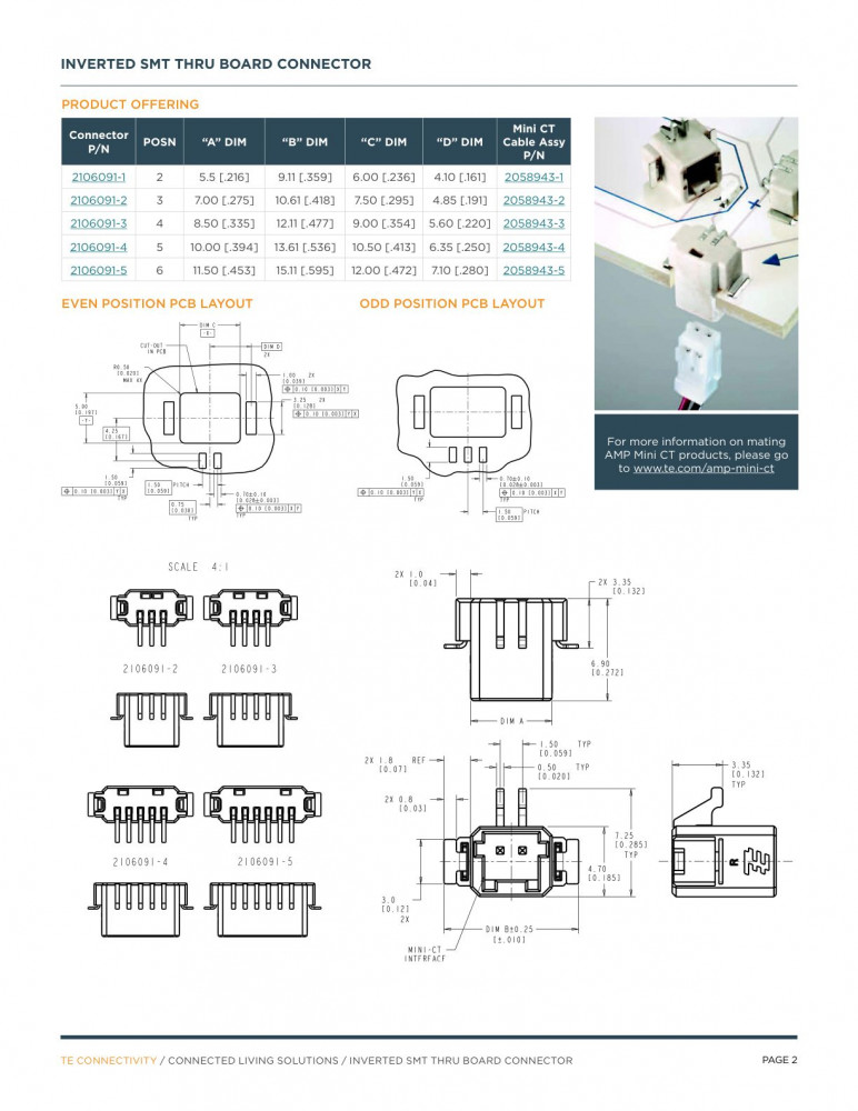 TE Connectivity inverted SMT thru-board connector reference page 2