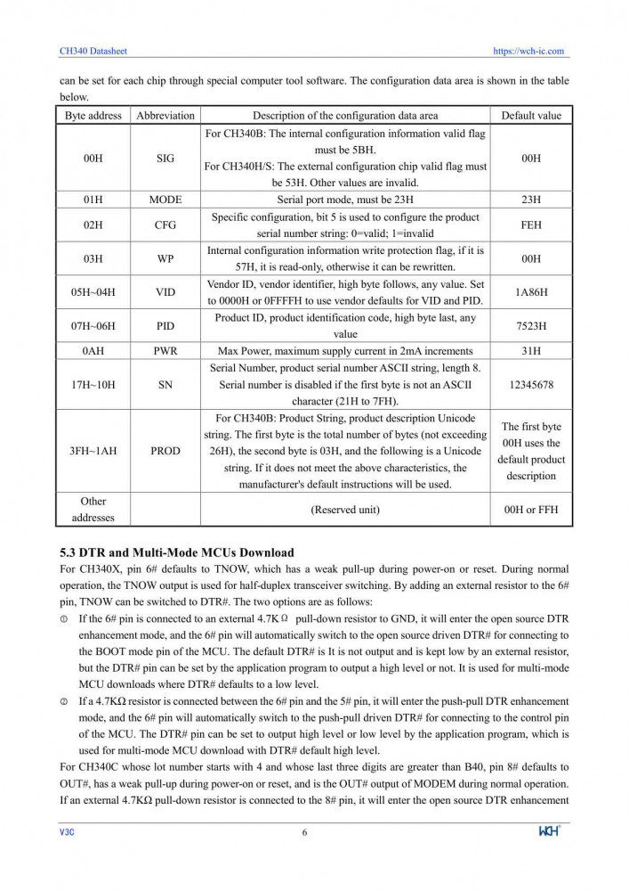 CH340C datasheet page 6